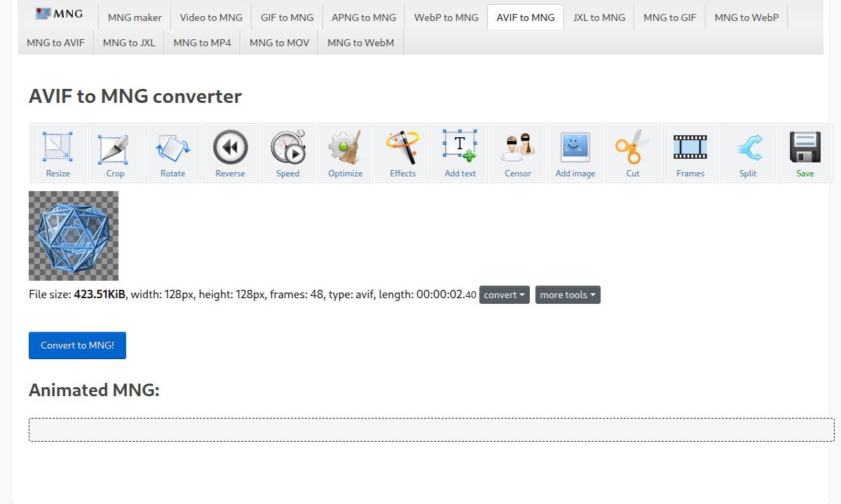 AVIF to MNG Converter