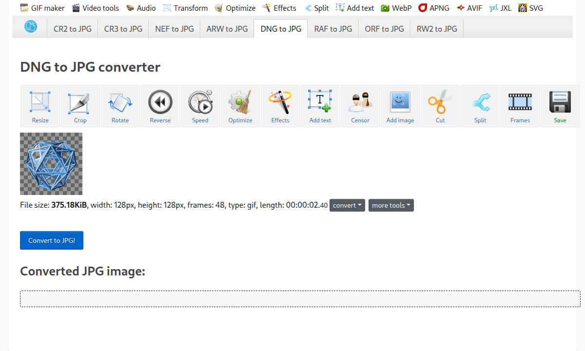 DNG to JPG converter (Adobe DNG)