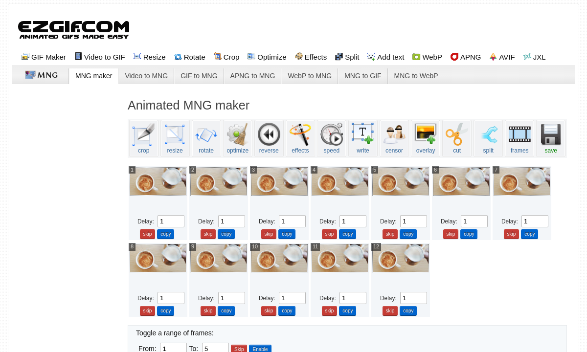 Animated MNG file maker