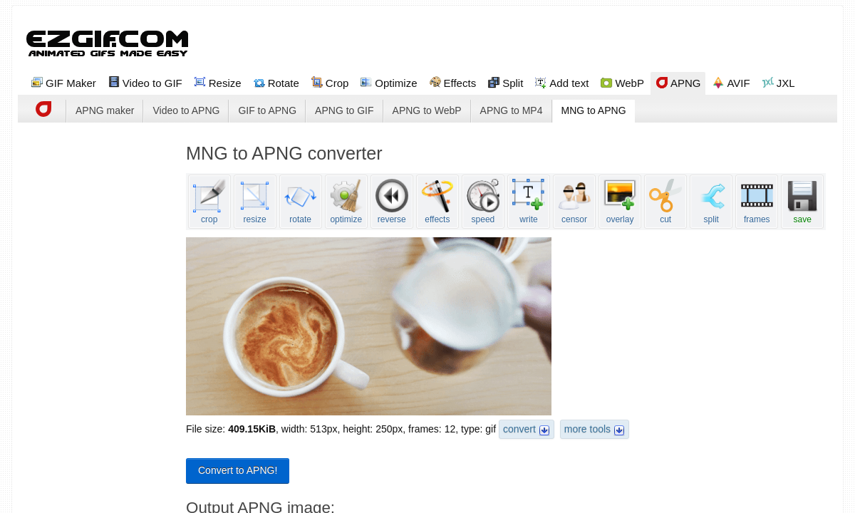 Convert MNG to APNG online