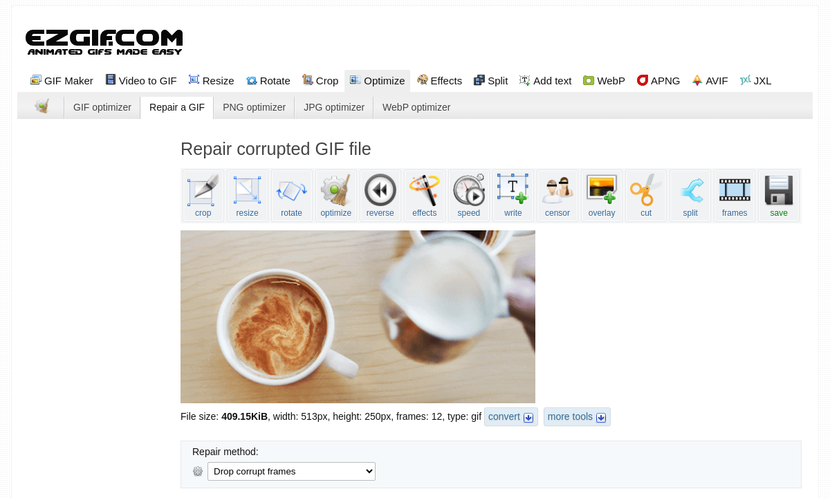 Repair corrupted GIF file (free online tool)