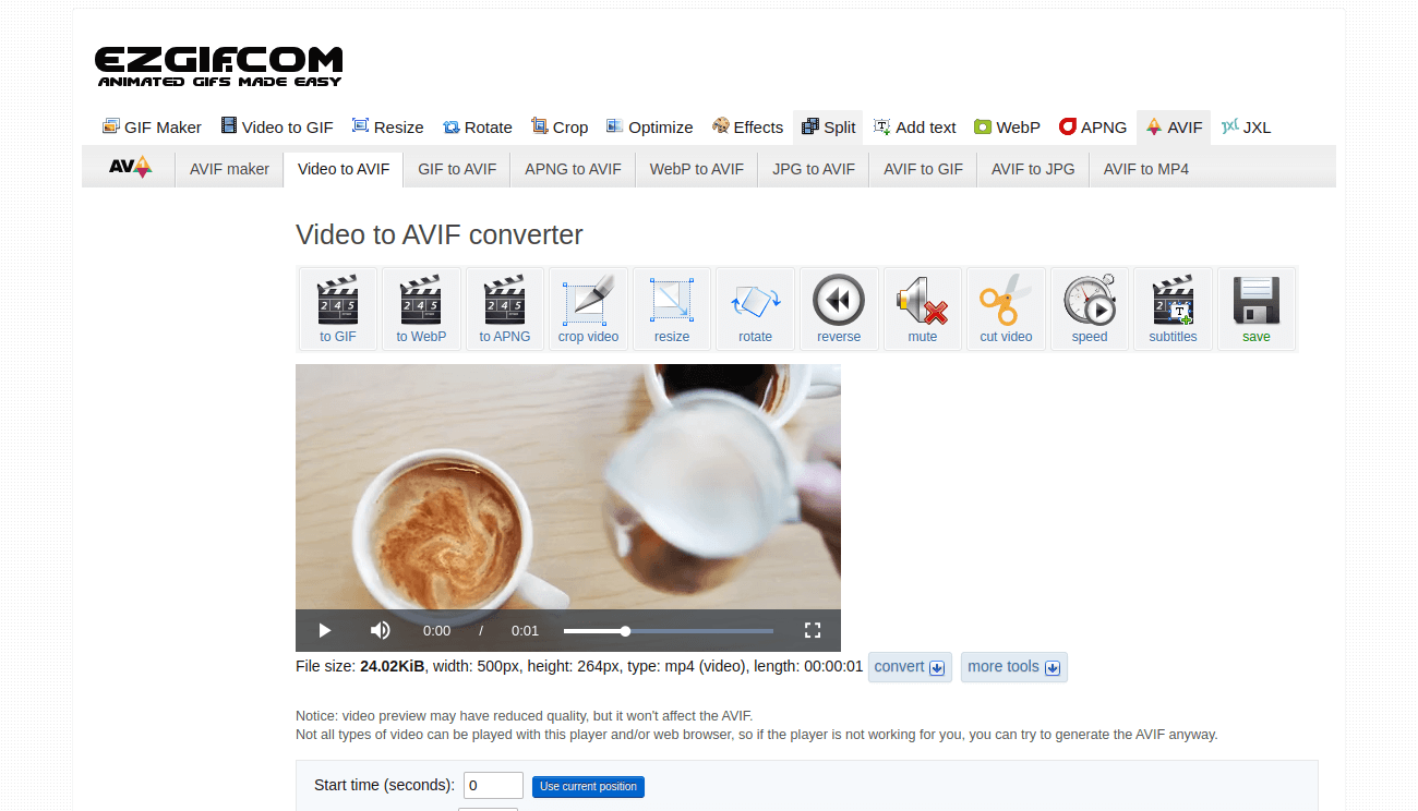 Free online Video to AVIF converter