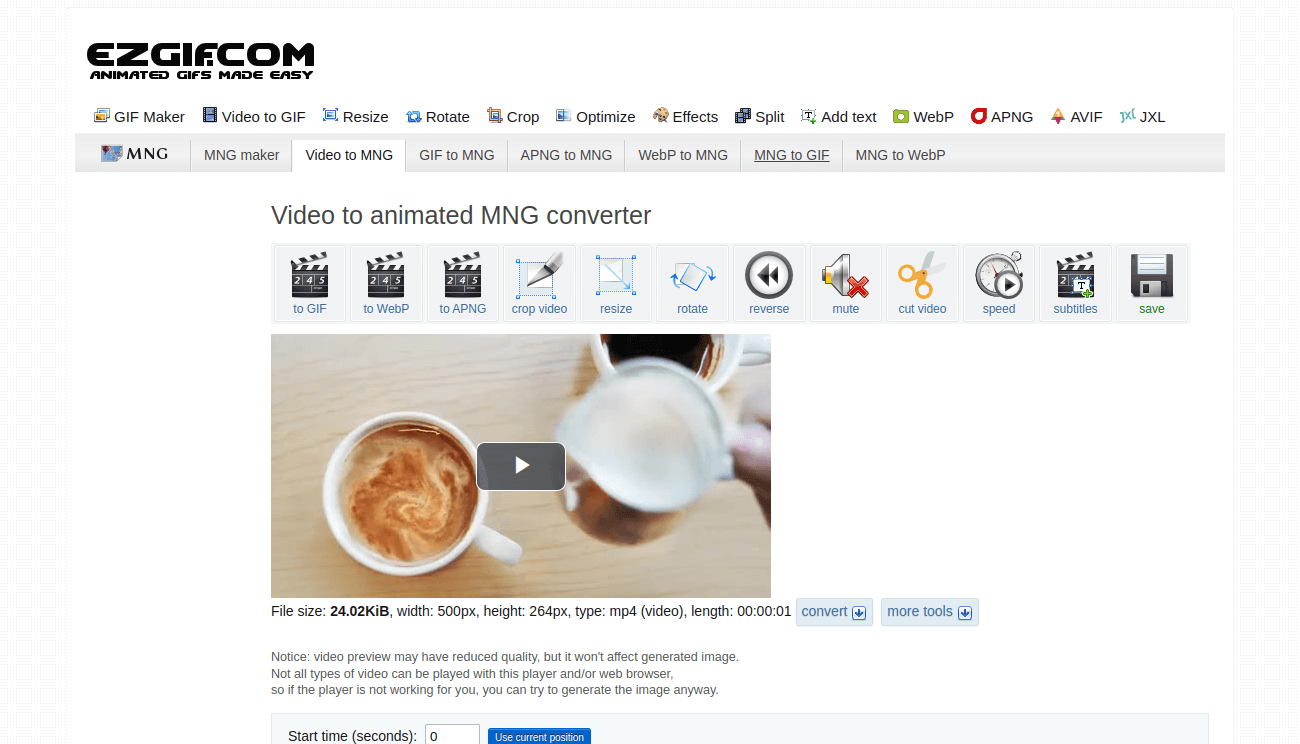 Video to MNG image converter
